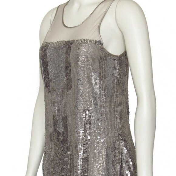 Parker | Tops | Parker Sequin Sleeveless Sheer Yoke Evening Top New ...